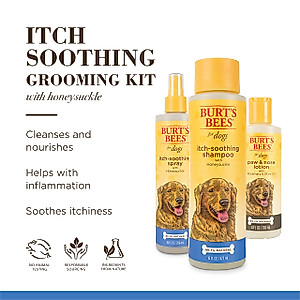 Burt's Bees Bundle Itch Soothing Grooming Kit - Includes Natural Itch Soothing Shampoo & Itch Soothing Spray with Honeysuckle, and Paw & Nose Lotion with Rosemary & Olive Oil - Made in The USA