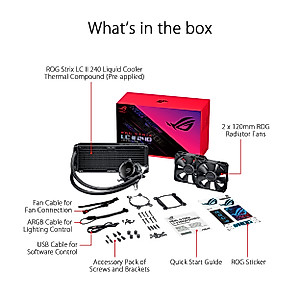ASUS ROG Strix LC II 240 All-in-one AIO Liquid CPU Cooler 240mm Radiator, Intel LGA1700, 115x/2066 and AMD AM4/TR4 Support,2x120mm 4-pin PWM Fans