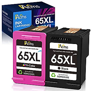 FACMS Remanufactured Ink Cartridges Replacement for HP 65XL 65 XL Ink Cartridge for Envy 5055 5052 5058 DeskJet 3755 2652 2655 3722 3723 3752 3758 3730 3720 3700 2622 2655 Printer (1 Black, 1 Color)