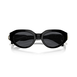 Michael Kors Eyewear Women's MK2192 Empire Oval Sunglasses, Black/Grey Solid, 53 mm