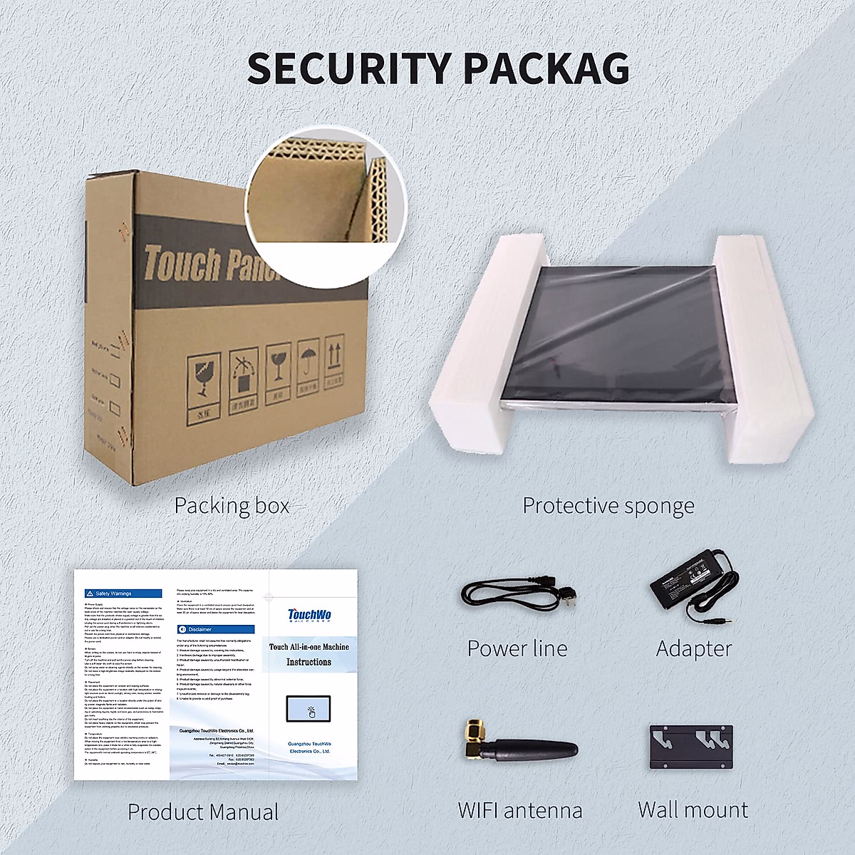 TouchWo 17.3 inch Touch Screen All-in-One Industrial PC, Intel i3, 4GB RAM, 128G SSD, 16:9 FHD 1080P, Windows 10, Smart Board for Classroom, Meeting & Game, USB, VGA & HDMI Monitor