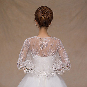 Vivivalue Lace Bride Cape Capelet Wrap Shrug Shawls Stole Boleros Rhinestone Wedding
