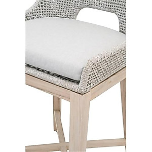 Home Square 2 Piece Upholstered Patio Counter Stool Set in Taupe and White