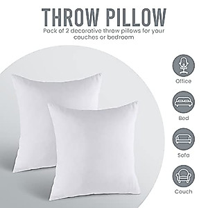 Utopia Bedding Throw Pillows Insert (Pack of 2, White) - 20 x 20 Inches Bed and Couch Pillows - Indoor Decorative Pillows
