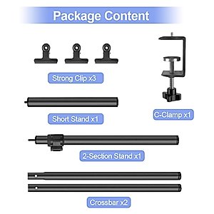 JINSUI Small Backdrop Table Stand 2.6x3 Ft, Adjustable Desktop T Shape Photo Background Holder with 3 Clips for Photography, Mini Tabletop C Clamp Backdrop Kit for Food Product Photoshoot