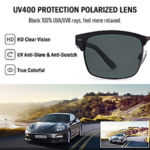 Dollger Semi-Frame Square Sunglasses Polarized UV Protection Trendy Designer Sun Glasses Men Women