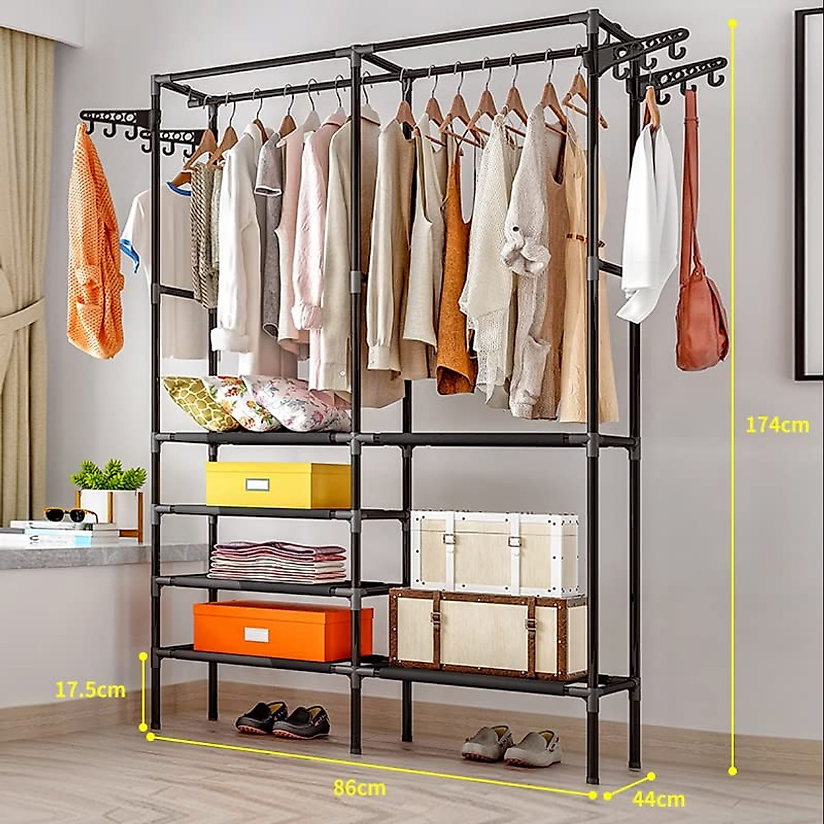 YASEZ Coat Rack Floor Bedroom Hanger Simple Clothes Rack Household Multifunctional Clothes Drying Rack (Color : D, Size : 86 * 174cm)