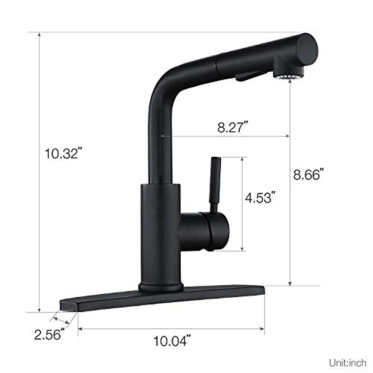 Peppermint Matte Black Kitchen Sink Faucet with Pull Down Sprayer Single Lever Black Kitchen Faucet with Pull Out Spray Low Profile Faucet for Kitchen Sink
