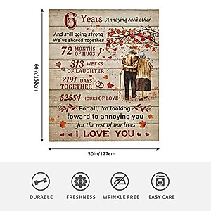 OWL QUEEN Gifts for 6th Anniversary Blanket 6th Wedding Anniversary 6 Years of Marriage Throw Blankets Gift for Husband Wife Couple Gifts 50"x60"