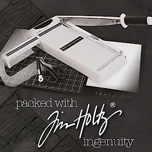 Tim Holtz Paper Cutter Tool - Maxi Guillotine Paper Trimmer for Scrapbooking, Vinyl, and Craft Paper - 12.25 Inch Cutting Length with Extendable Ruler and Grid Lines