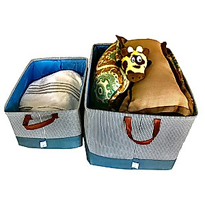 NeedThings X-Large Decorative Basket Set Fabric Storage Bin Organizer Basket with Handles for Clothes Storage (Set of 18x14x13 and 16x8.5x11.5)