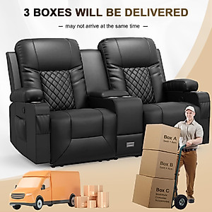 YONISEE Large Loveseat Recliner, Loveseat Recliner Sofa with Storage Console, Recliner Chair with USB Ports, 2 Cell Phone Holders, Cup Holder, Loveseat Couch for Living Room
