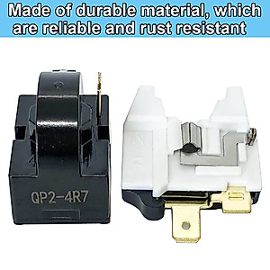 QP2-4.7 /4R7 1 Pin Refrigerator Starter PTC Start Relay w/ 6750C-0005P Refrigerator Overload Protector, Compatible with Kenmore Vissani LG Refrigerator Compressor for Mini Fridges, Wine/Beer Coolers