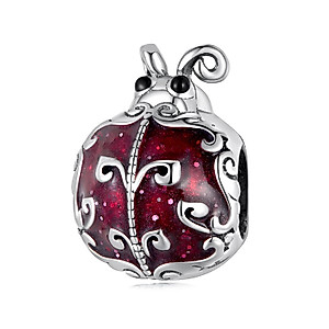 Pattern Ladybug Charm 925 Sterling Silver Charm Fits For Pandora Bracelet Necklace
