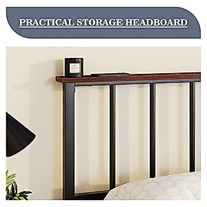 Allewie Heavy Duty Queen Size Platform Bed Frame with Headboard, Metal Slats Support Mattress Foundation, No Box Spring Needed, Under Bed for Storage, Easy Assembly, Noise-Free, Black