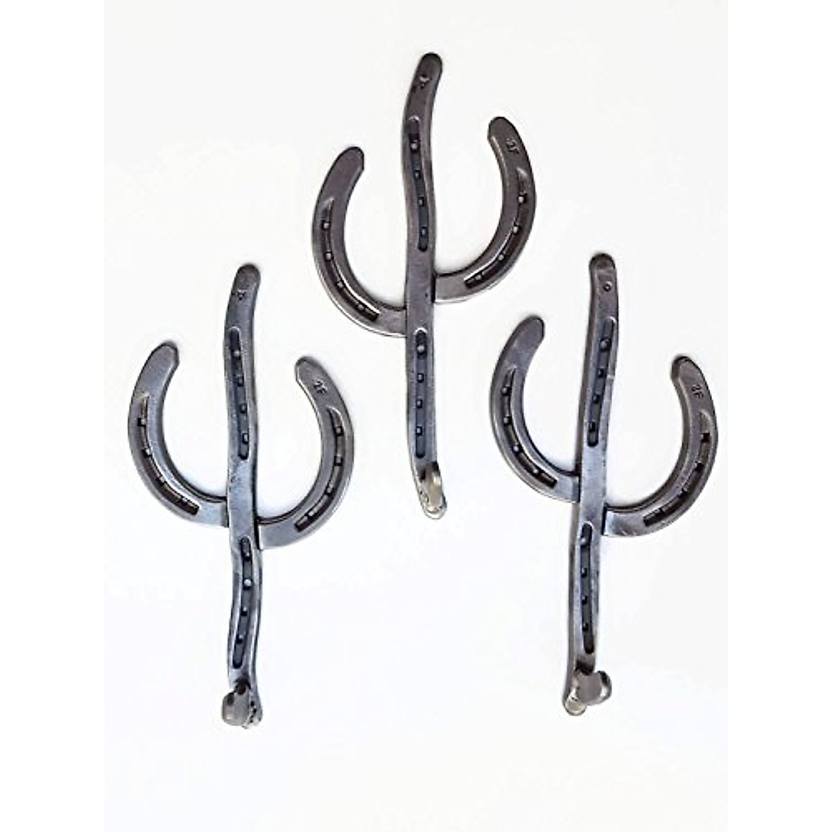 Rustic Horseshoe Cactus Hanger Hooks - The Heritage Forge Polished Metal