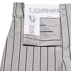 CHAMPRO Unisex-Youth Triple Crown Pinstripe Polyester Baseball Pants, Grey, Black PIN, X-Large