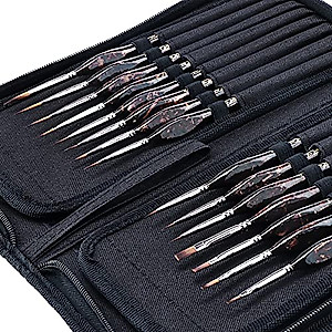 Transon Artist Detail Paint Brushes with Case 15pces for Model Miniature Painting