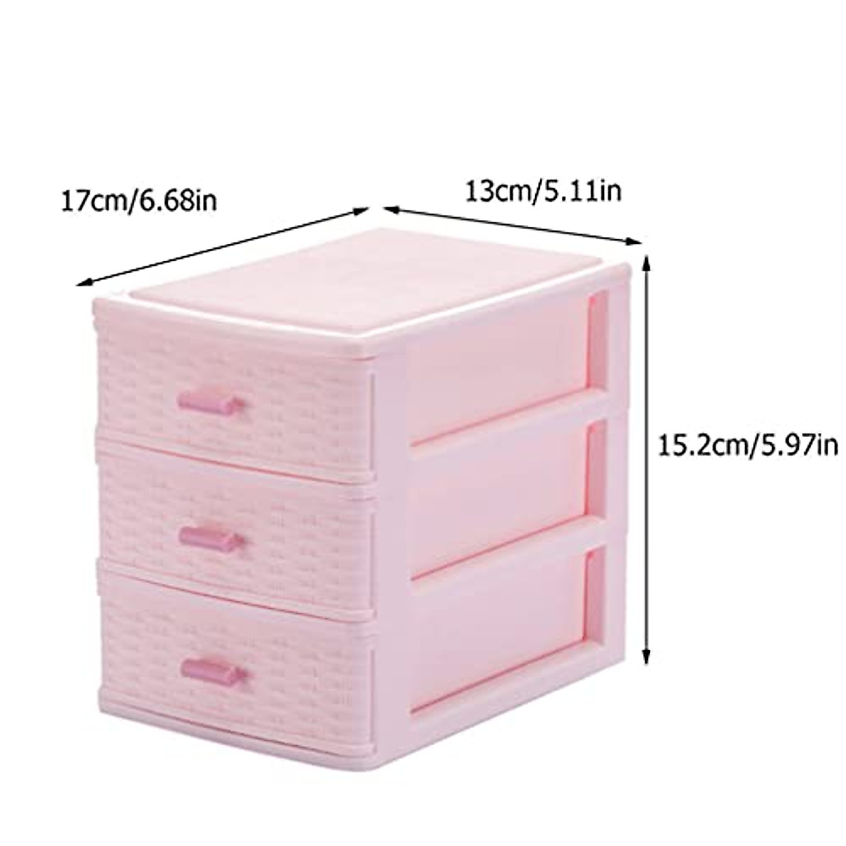 DOITOOL Drawer Desktop Storage Organiser 3 Layer Large Capacity Cosmetic Storage Case Jewelry Holder Box Storage Container for Vanity Bathroom Counter Dresser Pink