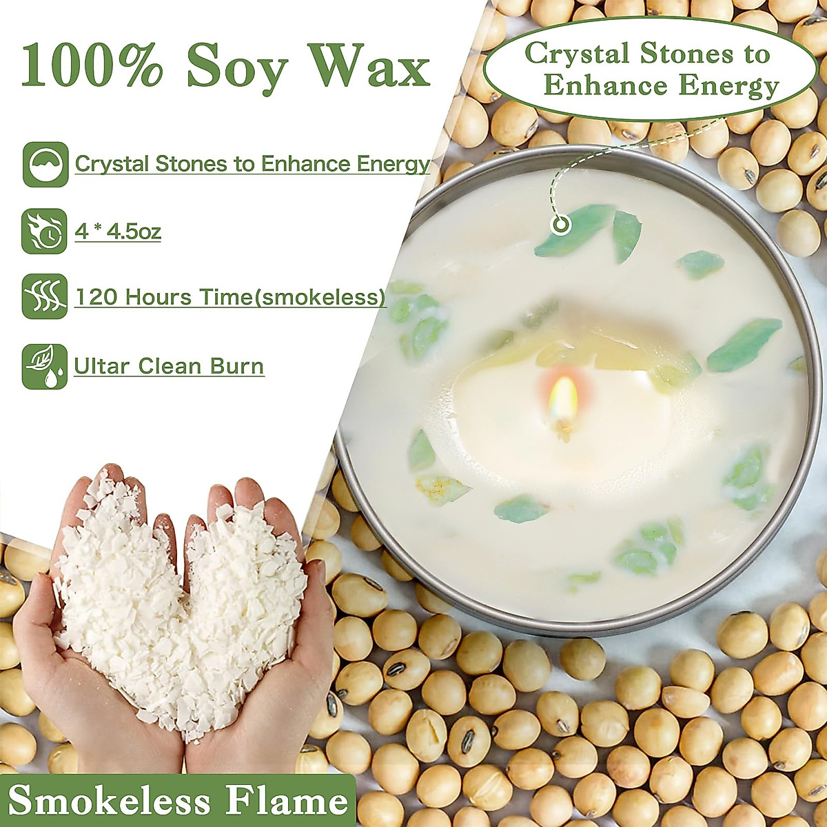 Sage Candles for House Energy Cleansing,4 Pack House Warming Gifts New Home Pure White Sage Candle Set for Chakra Healing-18oz 120 Hour Long Lasting Natural Soy Wax Aromatherapy Candle