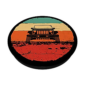 Vintage Sunset Off Road 4x4 Vehicle PopSockets PopGrip: Swappable Grip for Phones & Tablets