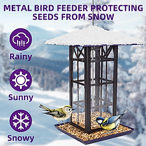 Metal Bird Feeder,Wild Bird Feeders for Outside Hanging 4LB Large Capacity,Thickened Metal Wild Bird Feeder for Finch Cardinal Chickadee,Weatherproof and Durable,Gifts for Bird Lovers Christmas