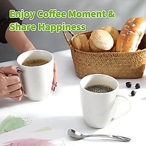 Mfacoy White Coffee Mugs Set of 4, 16 Ounce Coffee Mugs with Handles, Ceramic Coffee Cups, Porcelain Mugs Sets, Large Coffee Mugs for Coffee, Tea, Hot Cocoa, Milk, Microwave and Dishwasher Safe