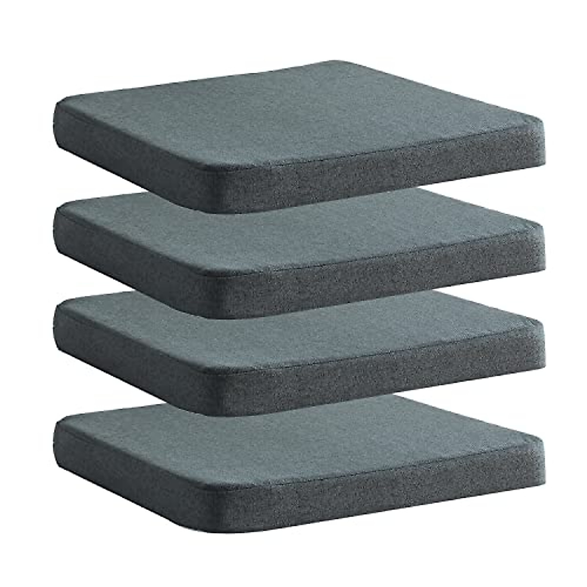 Chair Cushion for Dining Chairs with Ties 4 Pack Non Slip Memory Foam Kitchen Room Chair Pads for Outdoor Patio Furniture 17x16 Inch, Gray