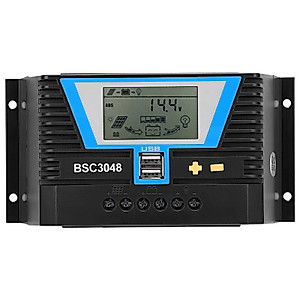 Hilitand BSC3048 30A Solar Battery Controller, 12V / 24V / 36V / 48V Energy Saving Controller, Suitable for Sealed Valve Regulated Acid Batteries, Gel Batteries, Liquid Acid Batteries