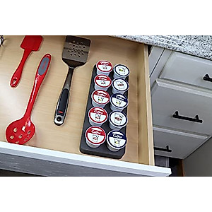 Polar Whale 2 Coffee Pod Storage Organizers Tray Drawer Insert for Kitchen Home Office Waterproof 4.5 X 11.75 Inches Holds 10 Compatible with Keurig K-Cup Durable Dark Gray Foam Made In The USA