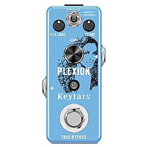 Keytars Plexion Pedal with Rich Distortion Sound for Guitar and Bass with Bright and Normal Mode True Bypass (PLEXION)