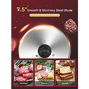 FOHERE 200W Meat Slicer for Home Use, Electric Food Slicer with Two 7.5" Sharp Stainless Steel Blade(Serrated + Smooth) & 0-15mm Precise Thickness Cut Deli Food, Meat, Bread, Fruit, Vegetable, Silver
