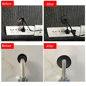 bociloy Wall Split Flange 51mm/2"Diameter, ABS Round Self-Adhesive Escutcheon Plate, Wall Hole Decoration Cover, Water Pipe Plate Cover, Black, 4PCS