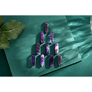 10 PCS Amethyst Crystals Set Wands Polished Healing Crystal Stones Bulk Natural Hexagonal Pointed Reiki Energy Balancing Meditation Therapy Wand Gift