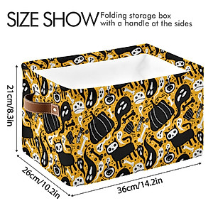 Emelivor Halloween Ghost Yellowe Storage Basket Bins Foldable Laundry Hamper Toy Storage Bins Box Organizer for Home Boys Girls Office Closet Shelf Nursery Baskets,1 pcs
