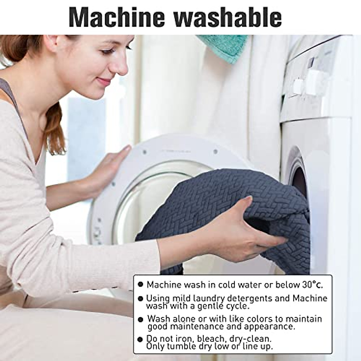 RV Dinette Cushion Covers, Stretch Printed Couch Covers with Jacquard Fabric - Camper Slipcovers Set Includes 1 Sofa Seat Cushion Cover ＆ 1 Cushion Cover, Washable ＆ Easy Fitted (Dark blue, 2 Sets)