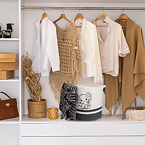 Rope Basket with Baby Elephant, Toy Storage, Nursery Storage, Blanket Storage, 14”x11”x12, White, Grey