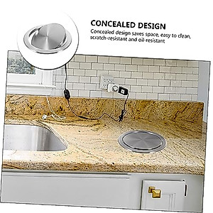 FONDOTIN Countertop Flap Lid Flipping Lid for Countertop Flipping Trash Can Lid Countertop Garbage Lid Trash Grommet Kitchen Accessory Can Cover Round Garbage Lid 430 Stainless Steel Silver