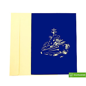GREENHANDSHAKE Powerful US Navy Ship 3D Pop Up Birthday Card, Valentine's Day, Mother's Day, Graduation, Wedding, Thank You, Get Well, All Occasions, 8 x 6 in