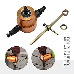 Anxingo 160AS 360° Rotating Nibbler Drill Attachment Double Head Sheet Metal Nibbler for Straight Curve and Circle Cutting