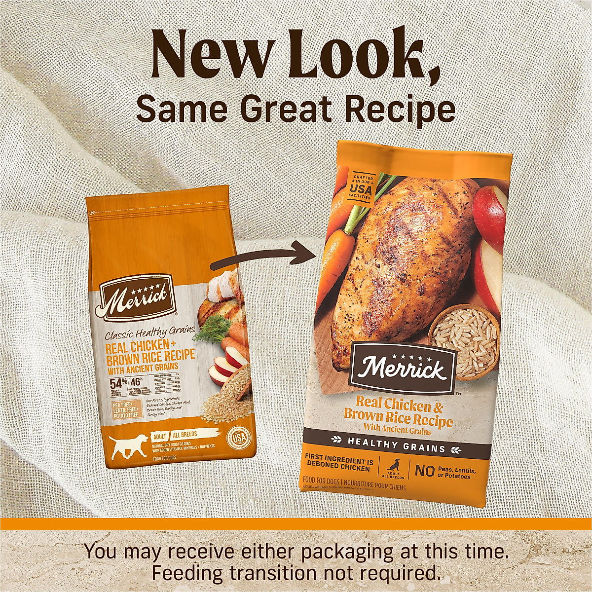 Merrick Healthy Grains Premium Adult Dry Dog Food, Wholesome And Natural Kibble With Chicken And Brown Rice - 4.0 lb. Bag