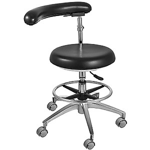 NSKI Dental Stool Medical Assitant Nurse Chair 360° Rotation PU Leather Black US Stock