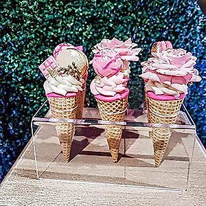 Hedume 2 Pack 6 Holes Acrylic Ice Cream Cone Holder Stand, Clear Ice Cream Crisp Tube Cone Display, Cupcake Stand, Acrylic Cone Holder for Wedding, Baby Shower, Birthday Party, Anniversary, Christmas