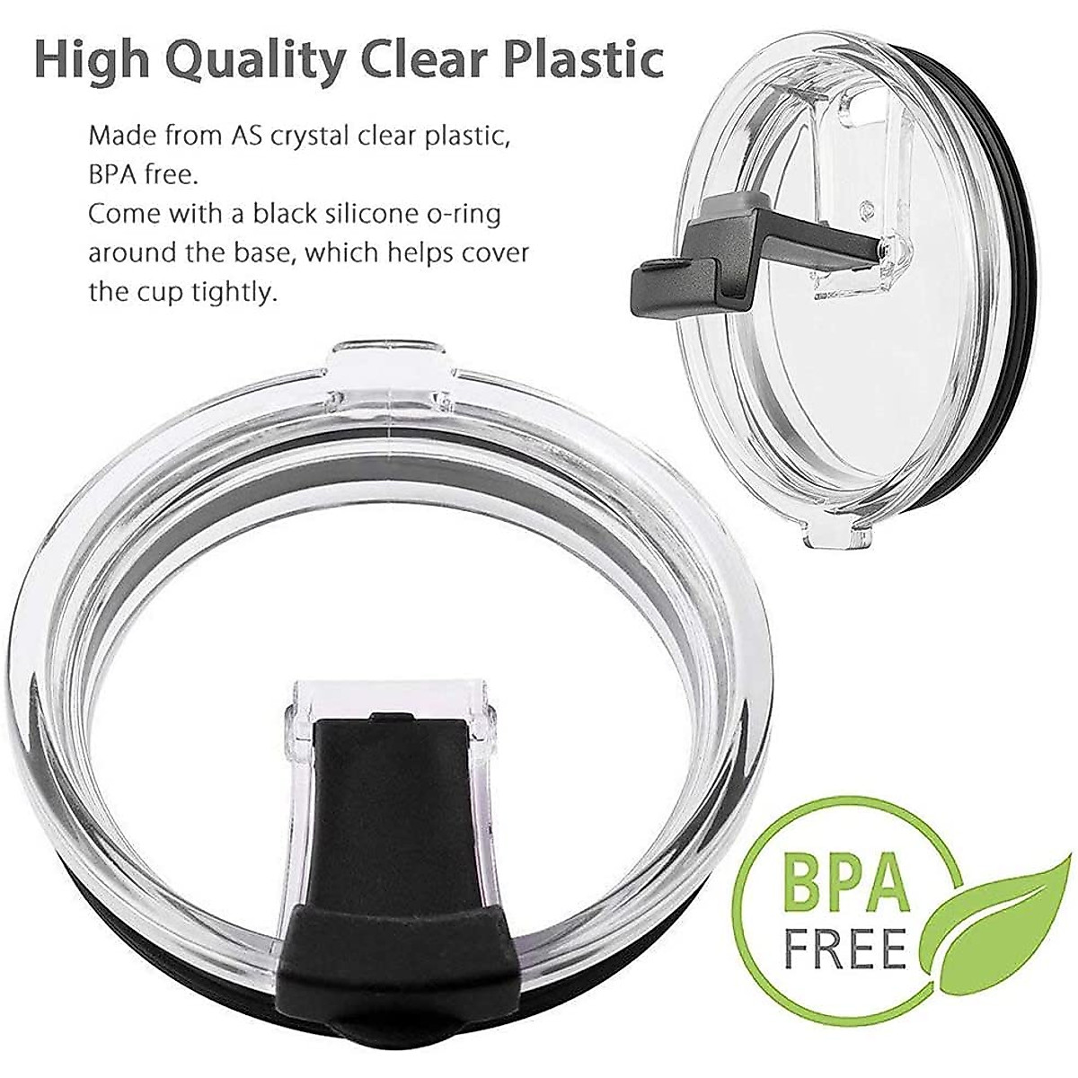 Gteller Tumbler Replacement Lid for 20 oz, 30 oz Tumbler - Splash Resistant, Leak Spill Proof and Straw Friendly (20 oz Black)