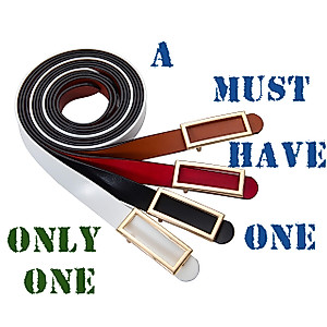 INSIGHTER Genuine Leather Belt for Women Waist Skinny Dress Belt for Jeans Pants 0.93" Width Black Red Brown White