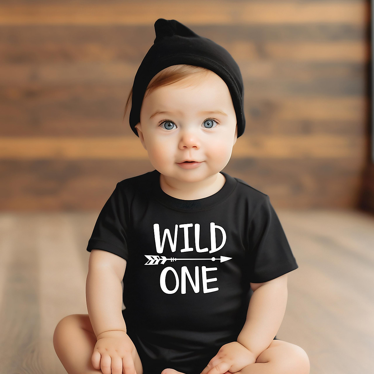 Wild One Boys 1st Birthday Shirt for Baby Boys First Birthday Outfit Black Shirt 18 Months