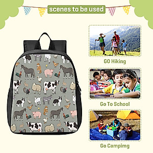 Blueangle Farm Animals Pattern Print Waterproof Backpack - Lightweight Backpack Boys Girl 2-6 Year School Bag