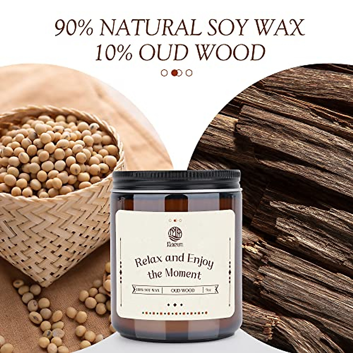 Candles for Home Scented, 60 Burn Hours 9oz Scented Candles, Stress Relief Gifts & Anxiety Items for Women, Birthday Gifts (Ebony Aloes)