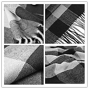 Rdylymx Men's Scarves Scarf Classic Arrival Winter Plaid Scarf Tassel Edge Soft Warm Scarf(Black Grey)