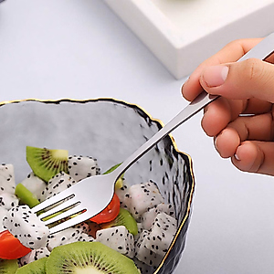 IQCWOOD Spoons and Forks Set, Flatware Set, 3 Pair Forks and Spoons Silverware Korean Utensil Set, Stainless Steel Korean Chopsticks Spoons and Fork Set, Dinnerware Portable Utensils for Home